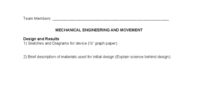 Movement Lab - MECHANICAL ENGINEERING Design & Results - Studocu
