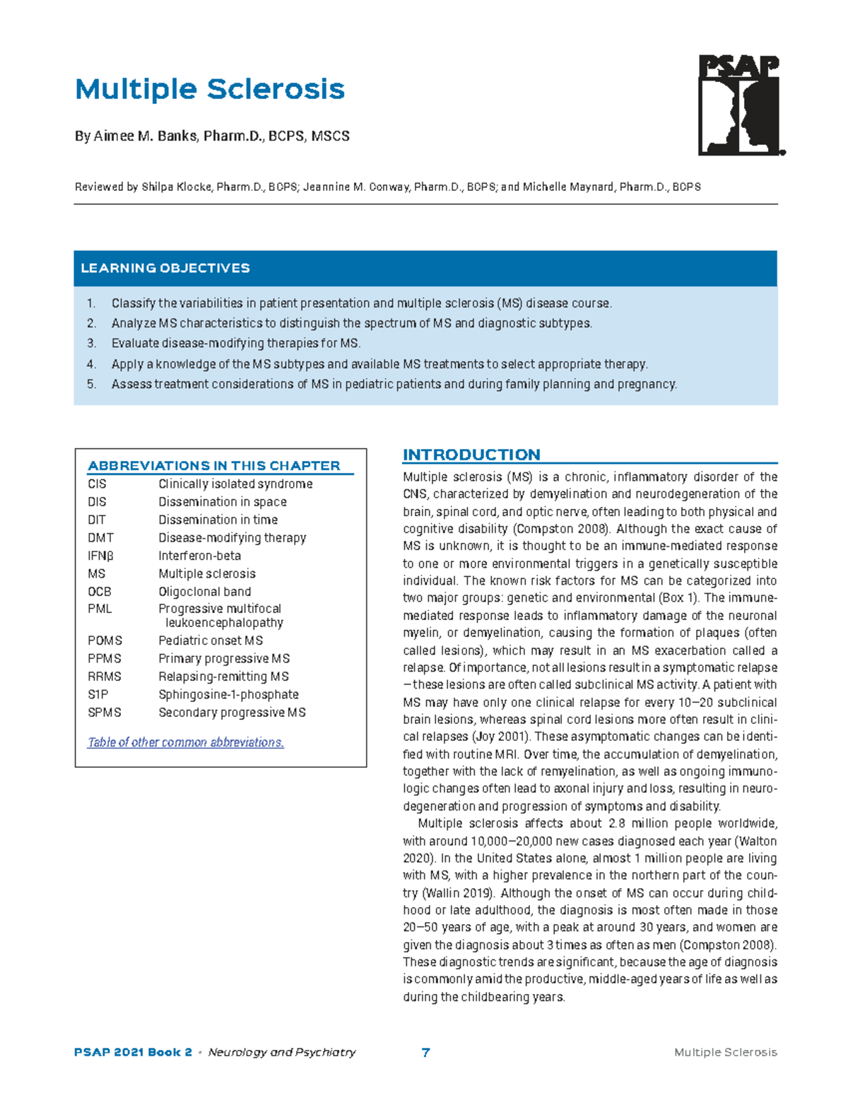 P2021b2 sample - assign,ent - Multiple Sclerosis By Aimee M. Banks ...