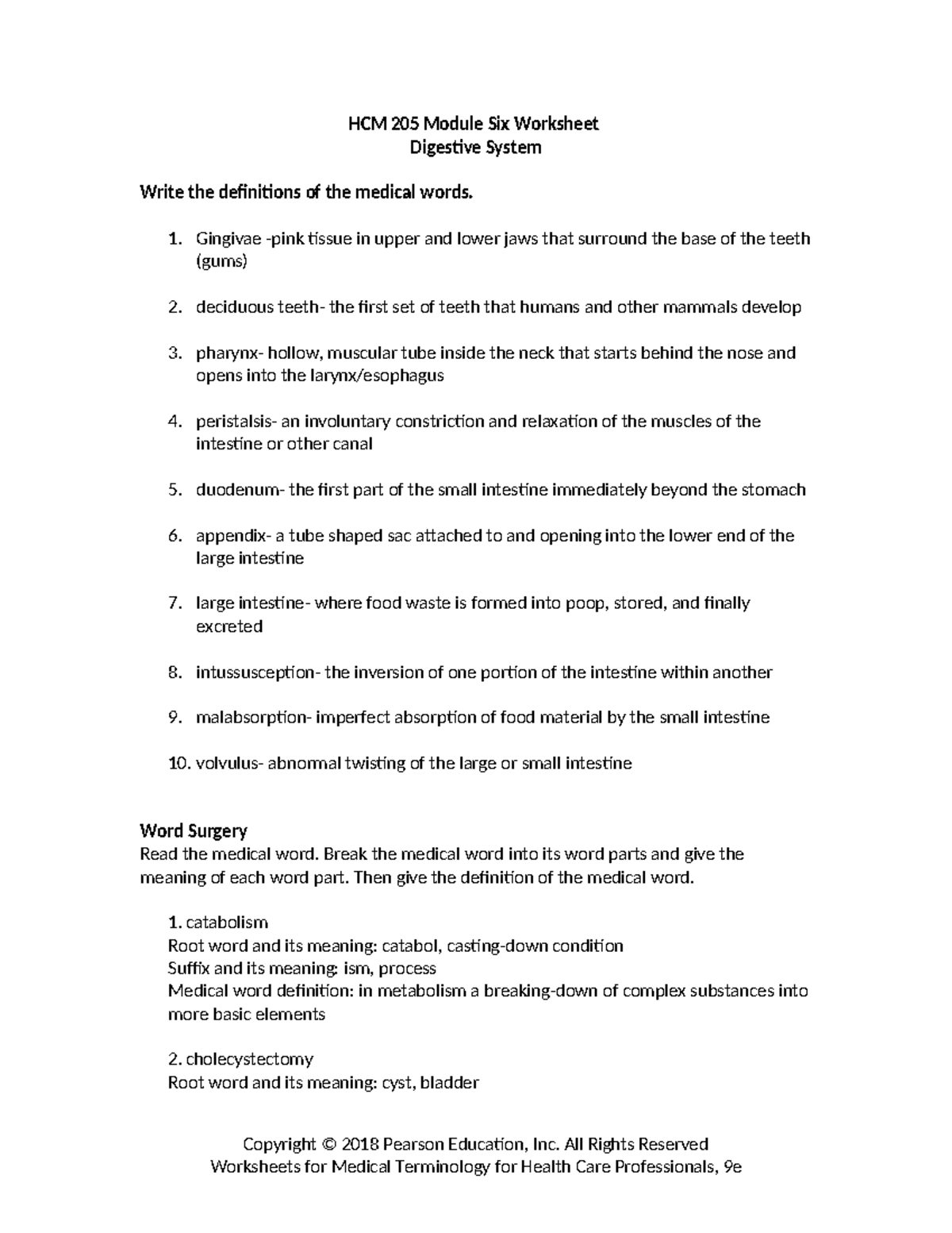 HCM 205 Module Six Worksheet - HCM 205 Module Six Worksheet Digestive ...