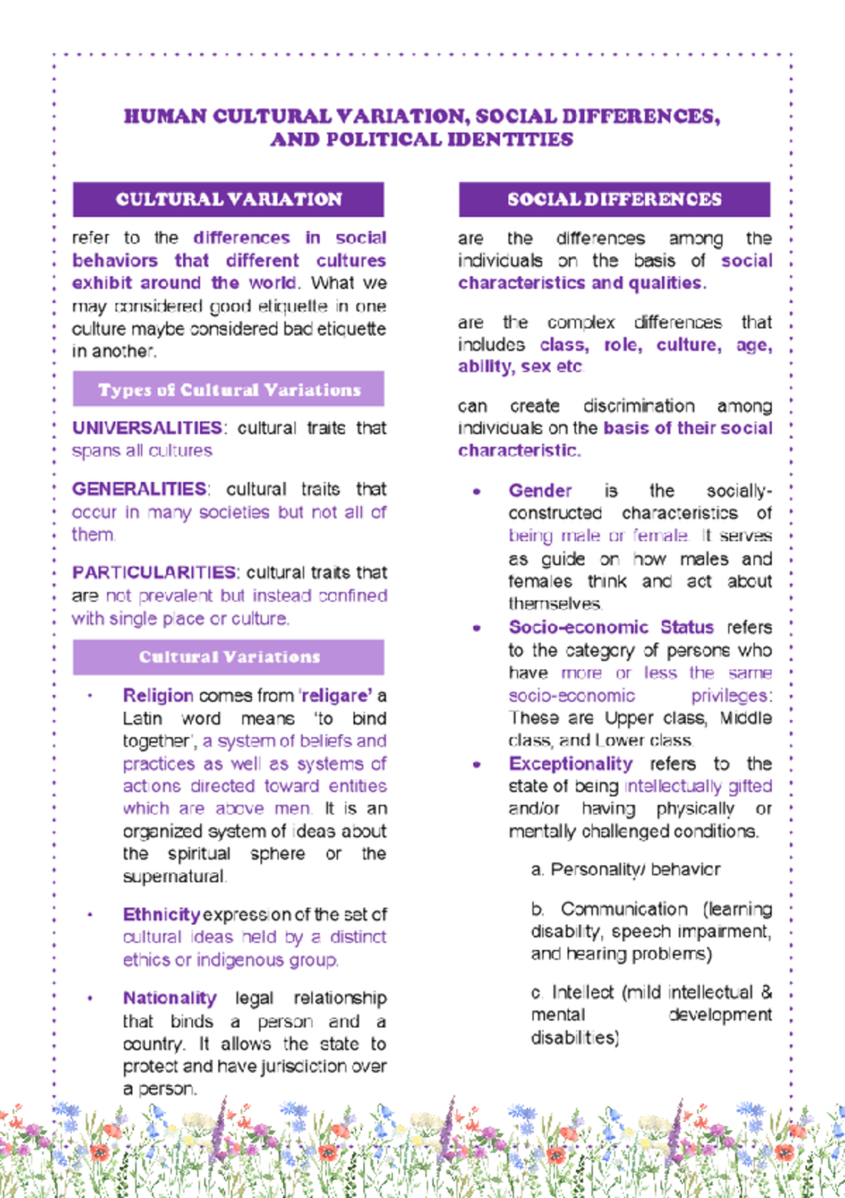 Human Cultural Variation, Social Differences, AND Political Identities ...