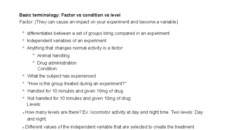 Neur-2001: Lecture 3 - Understanding Factors, Conditions, and Levels in ...