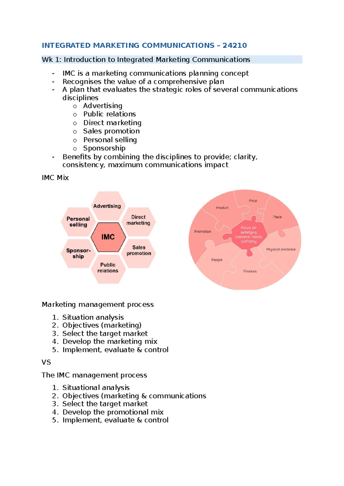 Integrated Marketing Communications 24210 Wk 1-3: Key Concepts ...