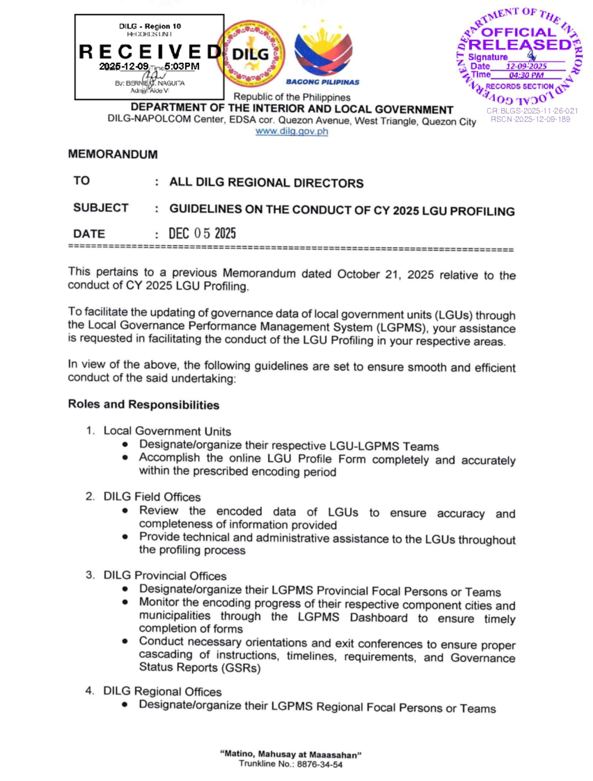 CY 2025 LGU Profiling User Manual for DILG Regional Offices - Studocu