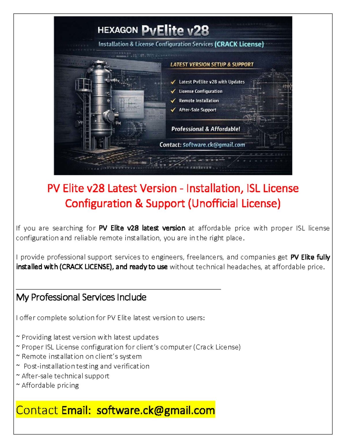 PV Elite v28 Installation & ISL License Support (Unofficial) - Studocu
