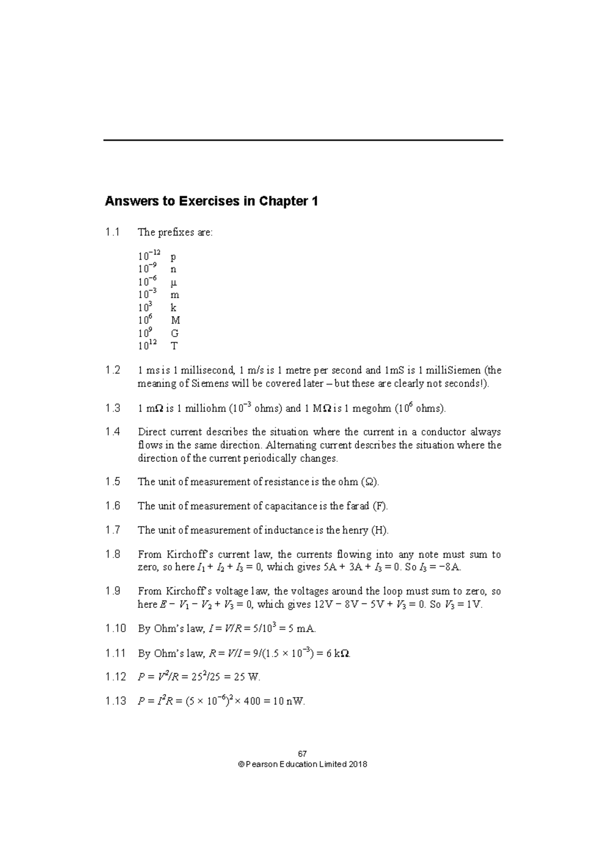 Chap1 sol - 67 © Pearson Education Limited 2018 Answers to Exercises in ...
