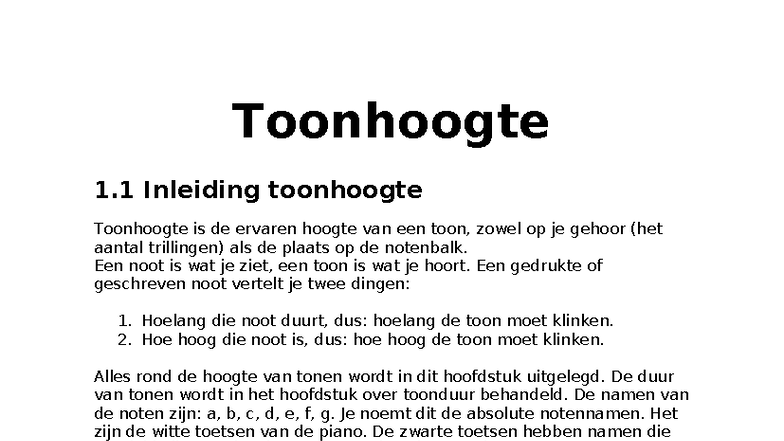 Toonhoogte en Ritme: Inleiding en Basisprincipes (Kennen Hoofdstuk 1-4 ...