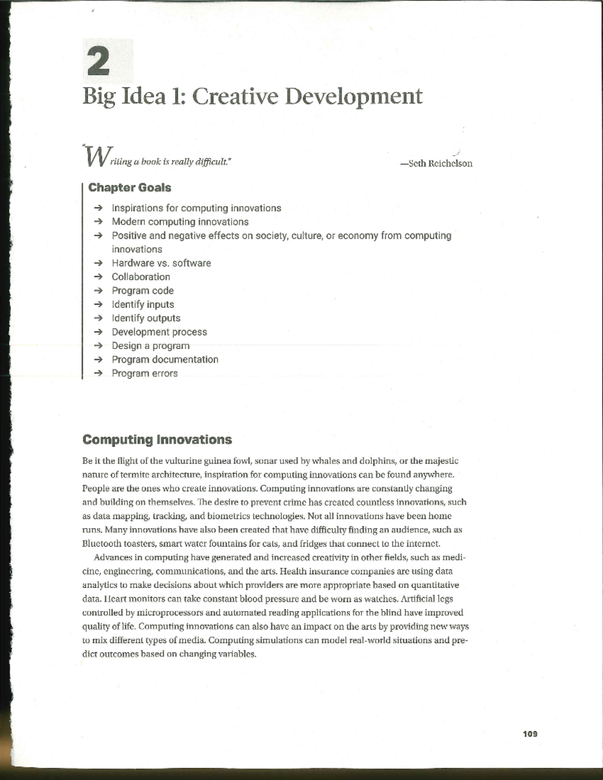 AP CSP Big Idea 1: Creative Development and Innovations Insights - Studocu