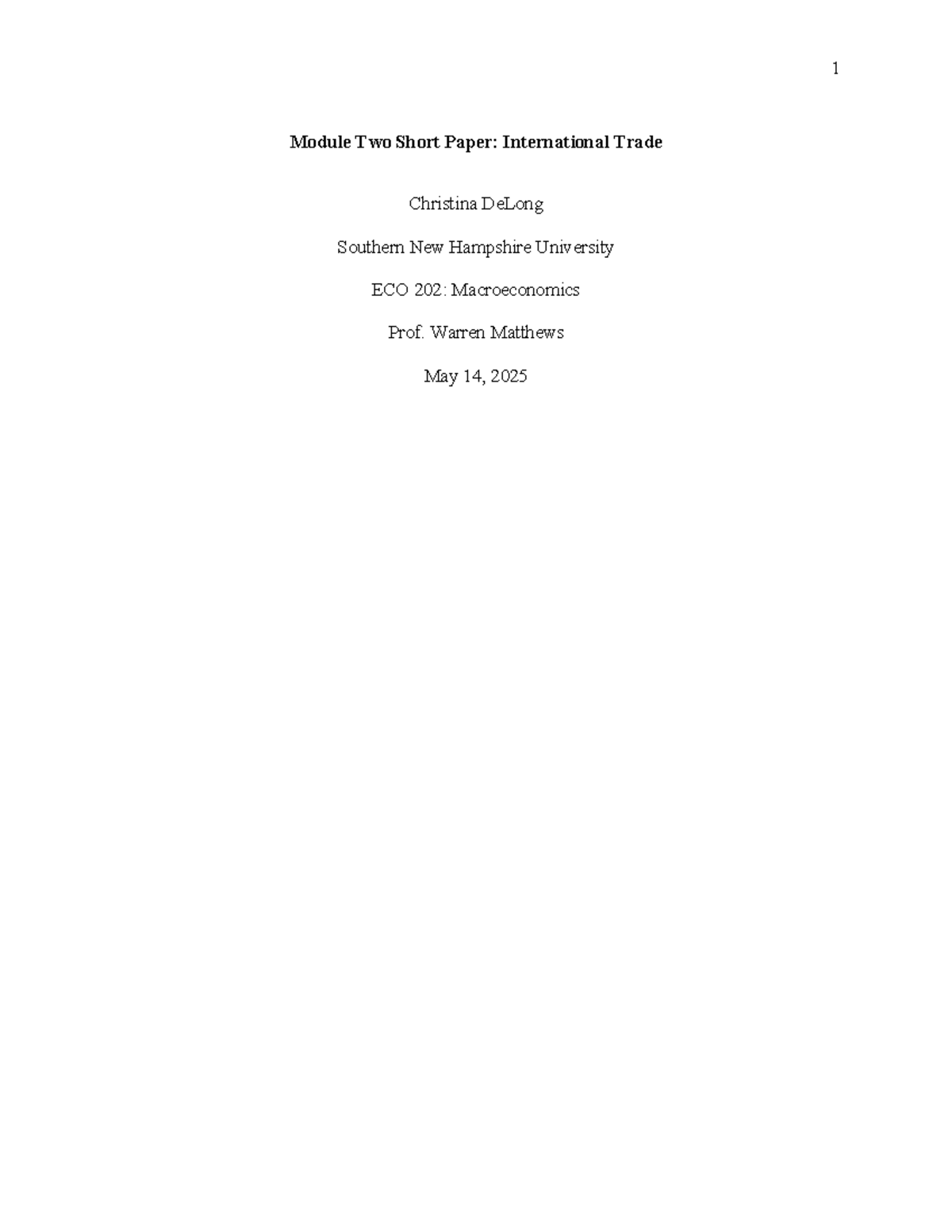 ECO 202: Module Two Short Paper on International Trade Dynamics - Studocu