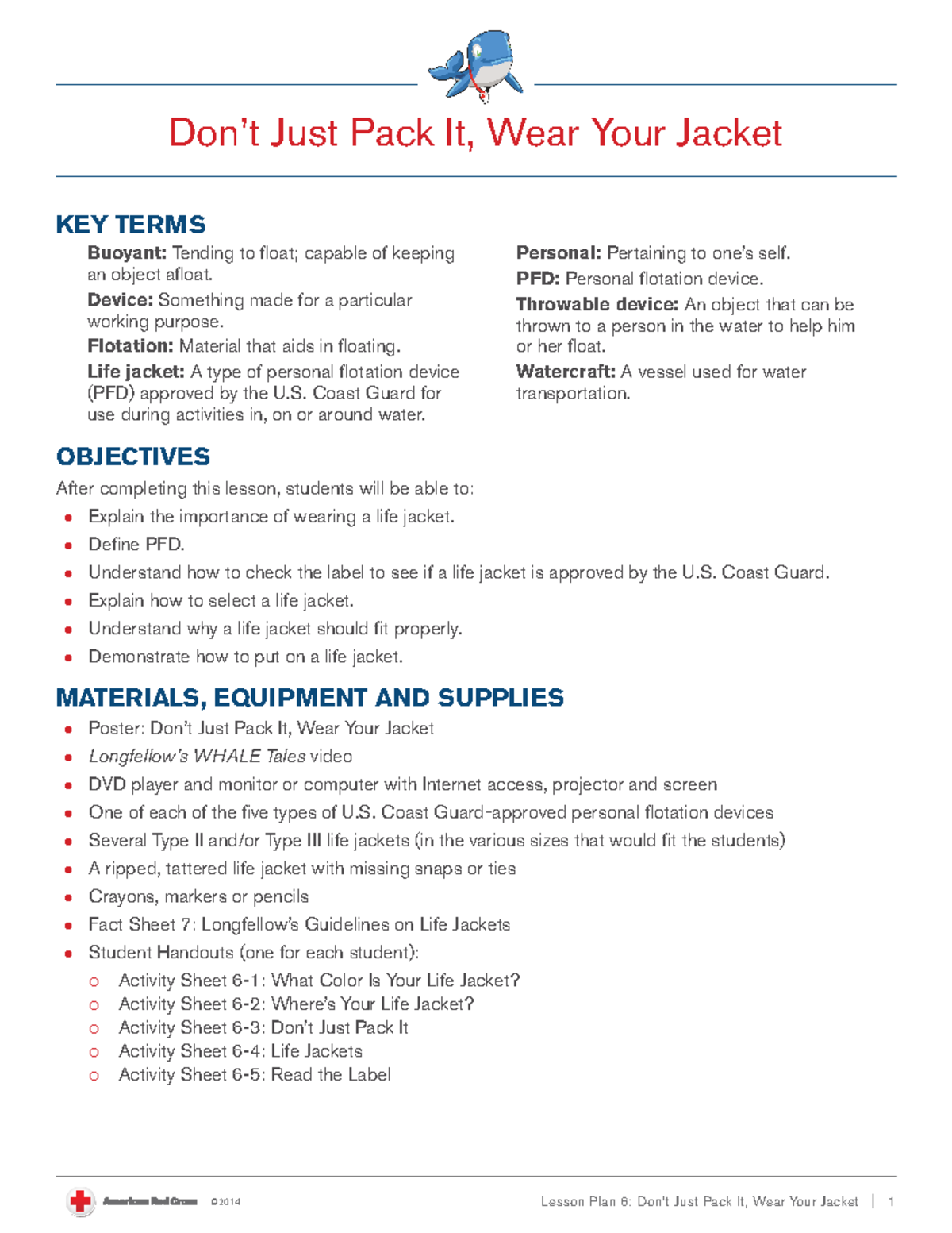 Lesson Plan 6: Just Pack It, Wear Your Jacket - Key Terms & Objectives ...