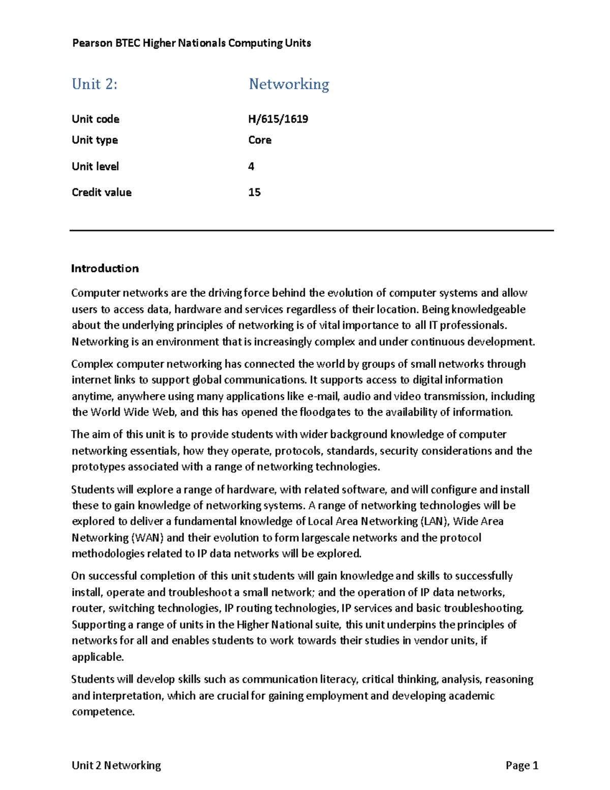 Unit 2 Networking Module Guide - Studocu