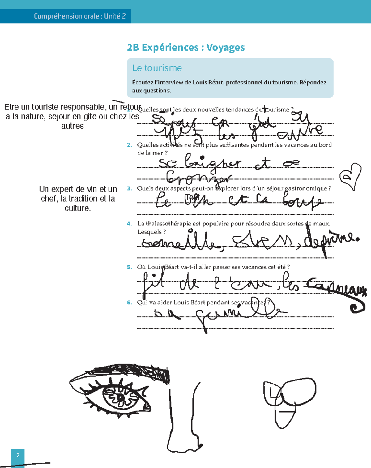 Compréhension orale : Unité 2B - Expériences de Tourisme et Voyages ...