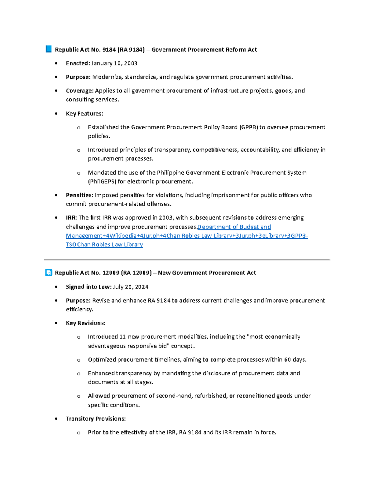 RA 9184 vs RA 12009: Key Revisions in Government Procurement Law - Studocu