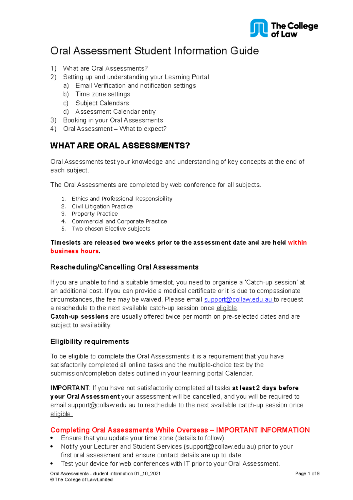 Oral Assessments Overview and Student Guide for COL101 - Studocu
