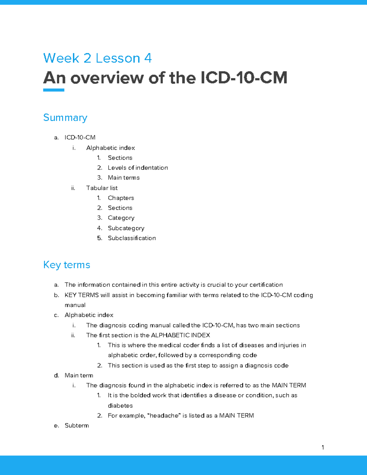 ICD-10-CM Overview: Key Terms & Structure for Medical Coding - Studocu
