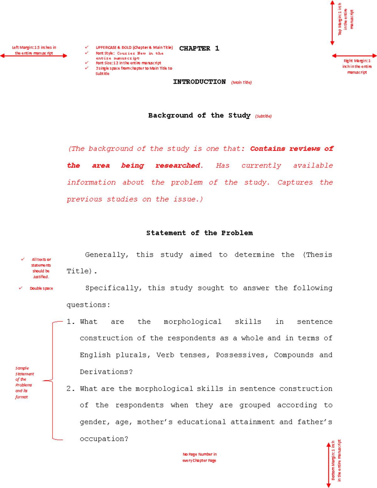 EDUC 101 - Thesis Chapter 1 Format & Guidelines for Research Writing ...