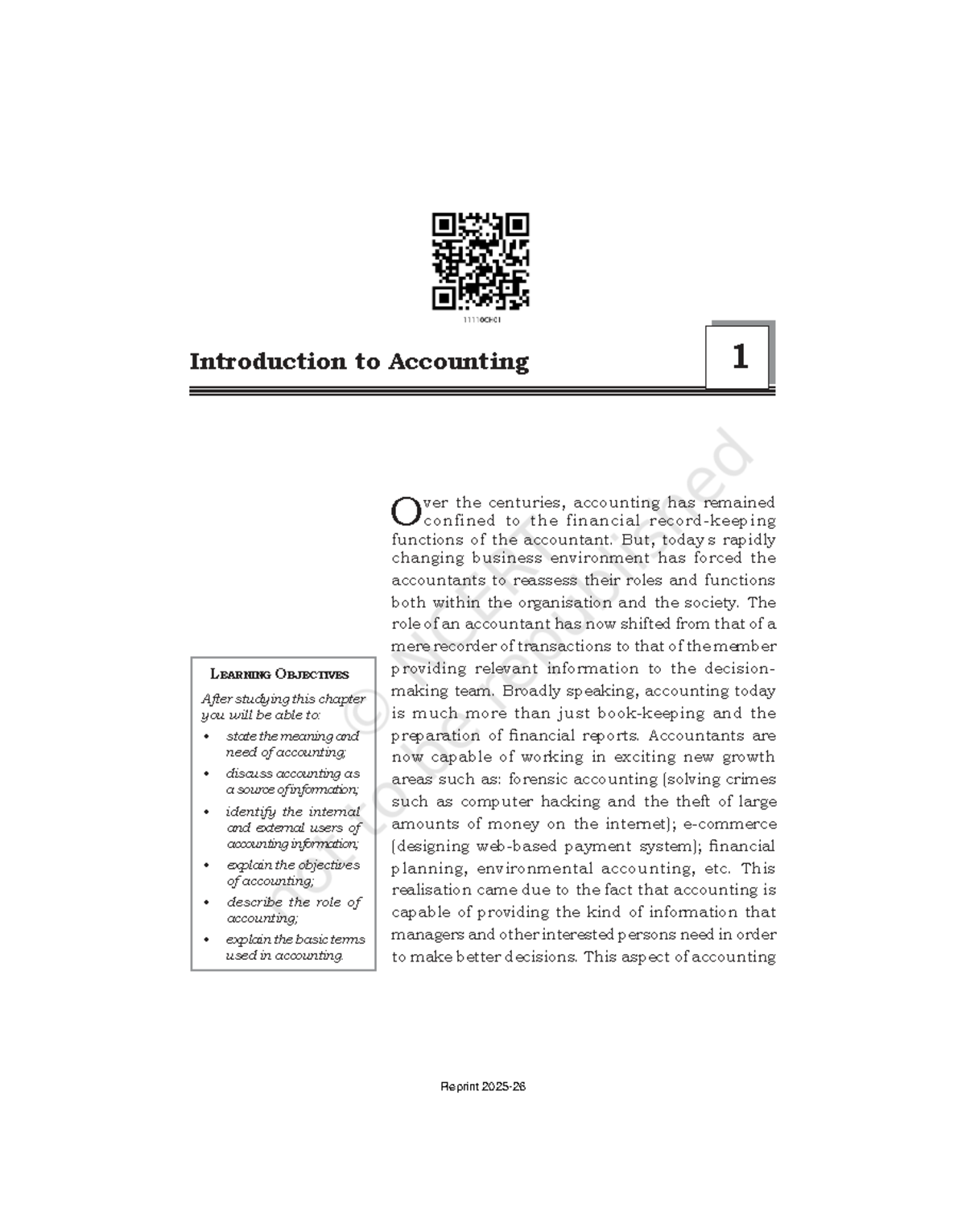 Introduction to Accounting 1 O: Key Learning Objectives and Concepts ...
