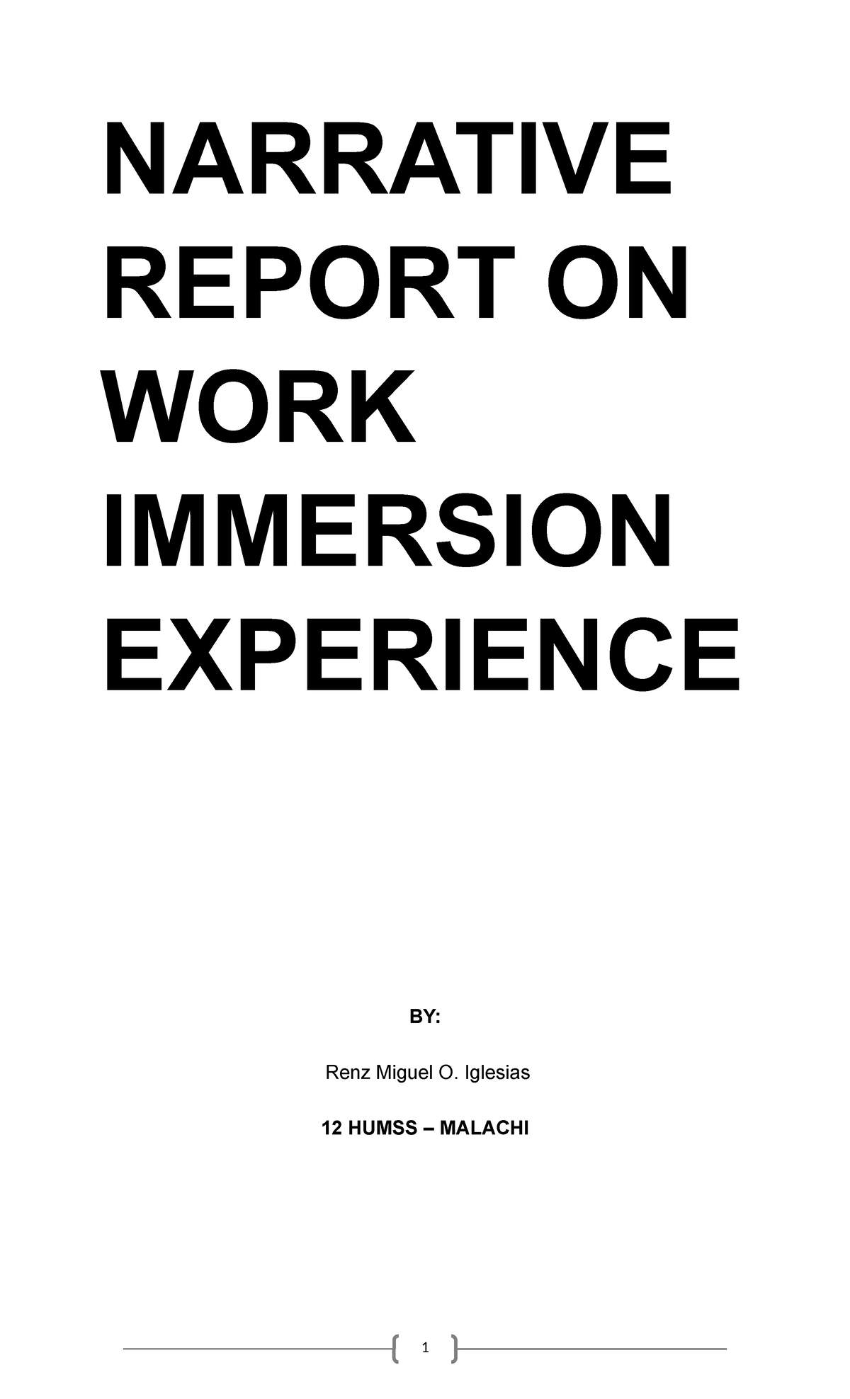 Work Immersion Experience Report - 12 HUMSS Malachi Journals - Studocu