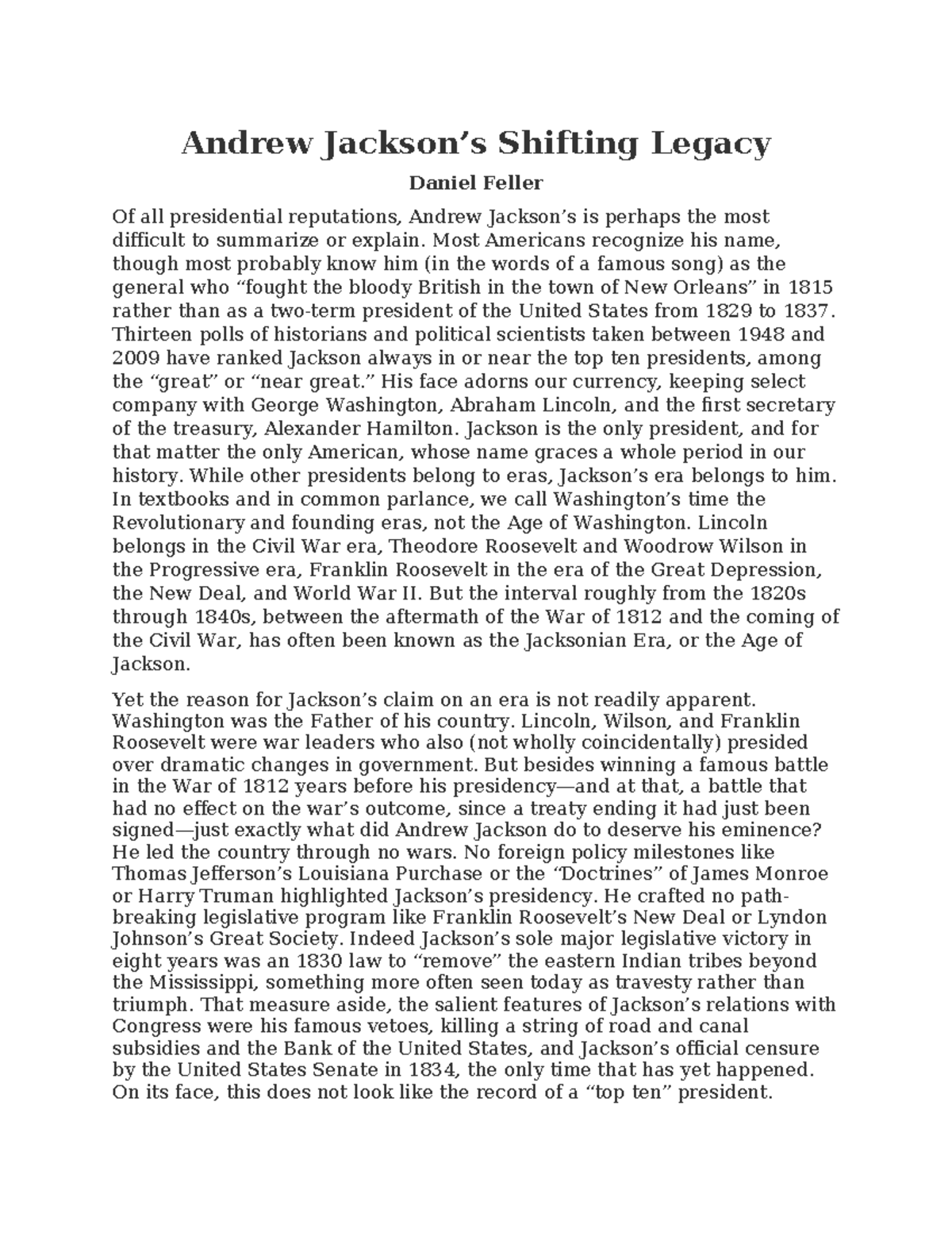 Andrew Jackson: Populism, Indian Removal, and Political Legacy - Andrew ...