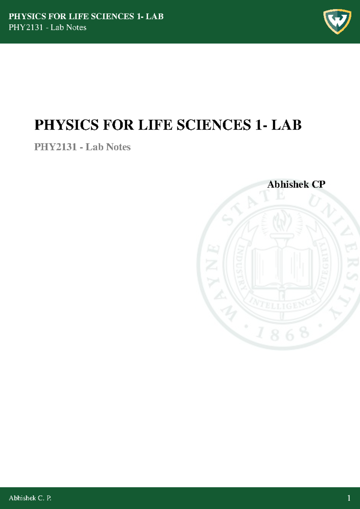 PHY2131 Lab Notes: Data Analysis and Experimental Procedures - Studocu