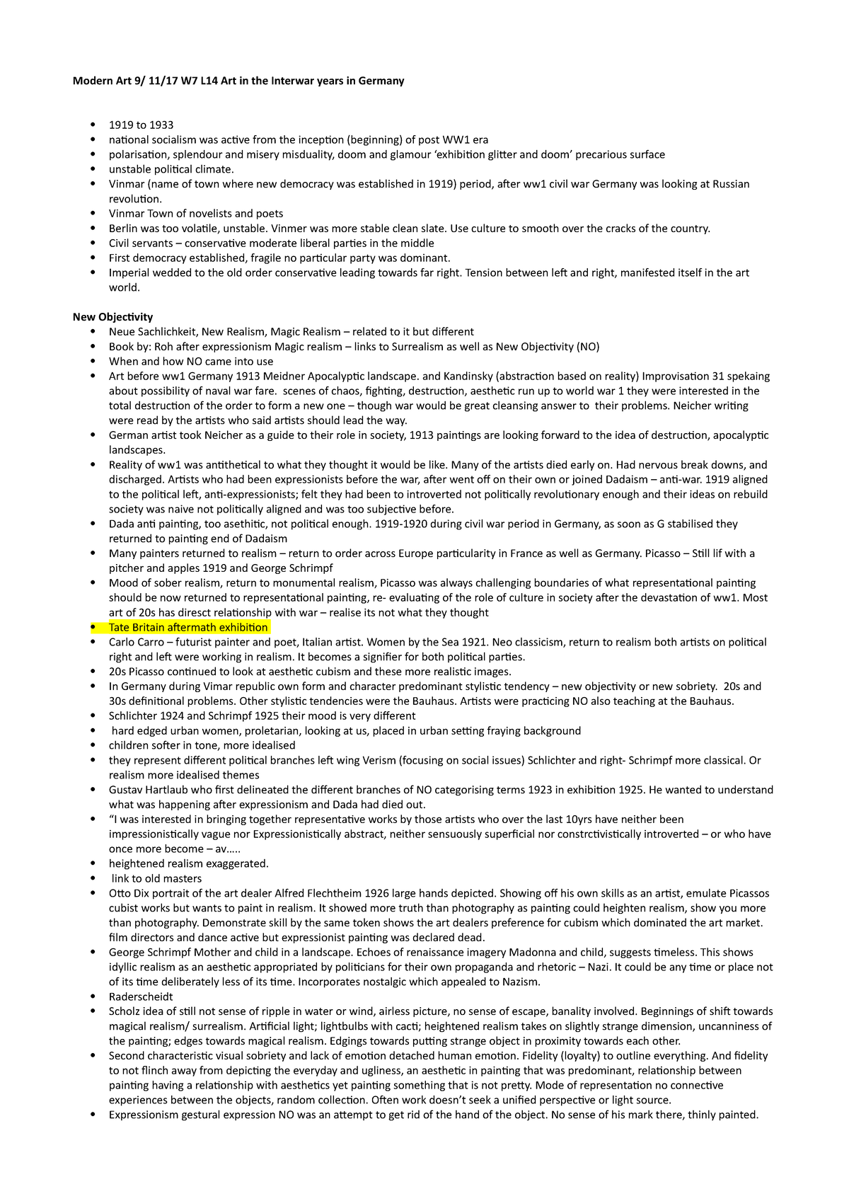 Modern Art interwar years Germany Art - Modern Art 9/ 11/17 W7 L14 Art ...