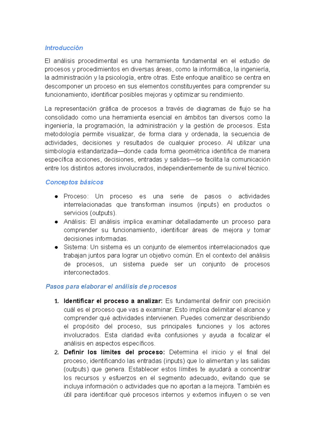 Análisis Procedimental: Conceptos Básicos y Mejora Continua - Studocu