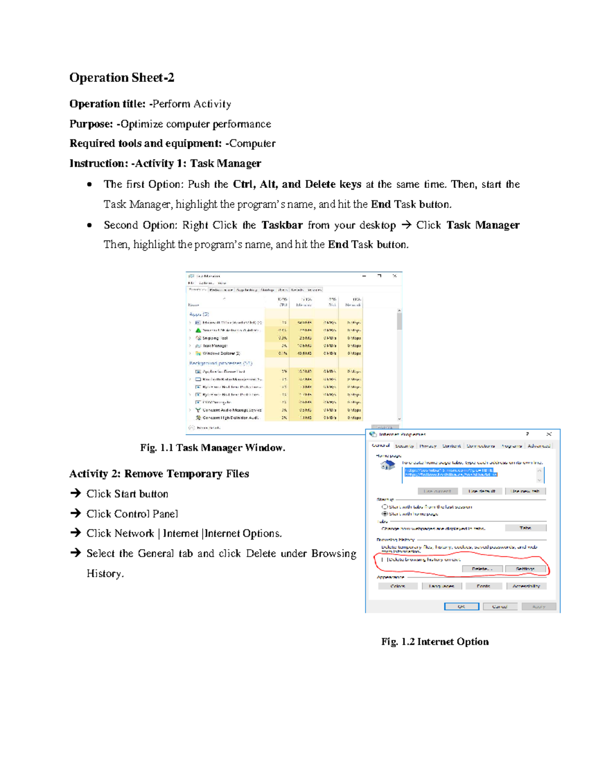 Operation Sheet - Computer Performance Activity Guide - Studocu