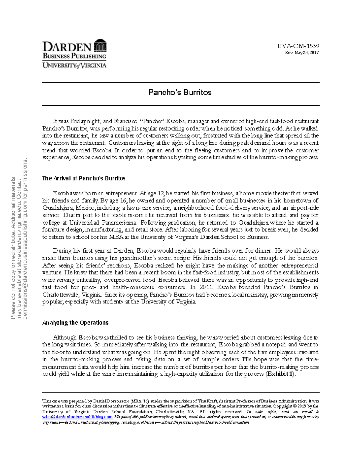 Case Study: Operational Analysis of Burritos (MBA) - Studocu