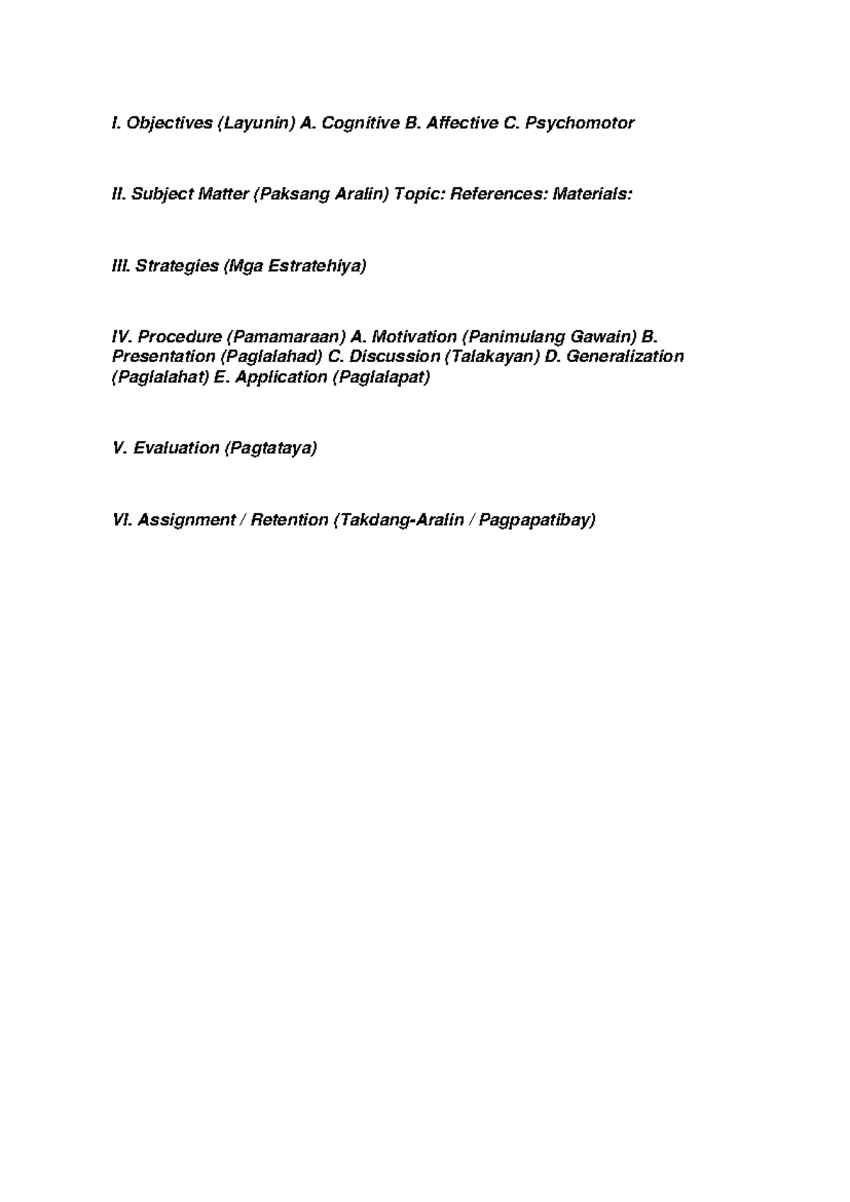 Detailed Lesson Plan Template-1 - Bachelor In Elementary Education - I ...