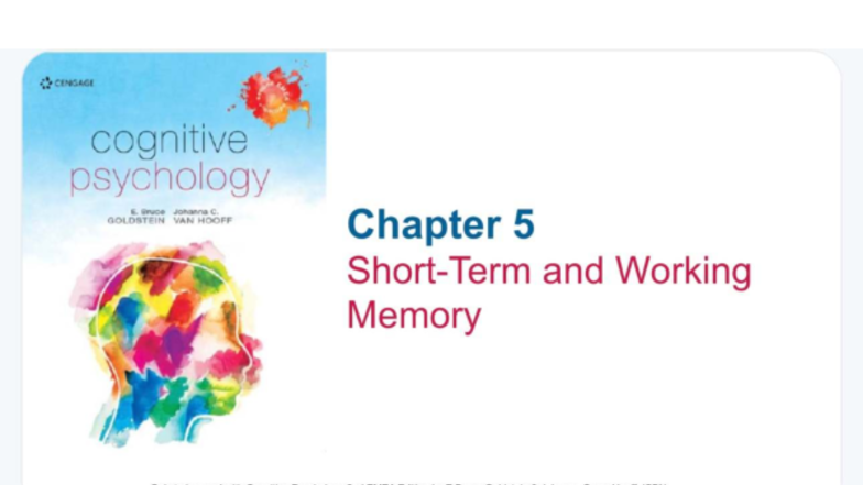 PSYC 226 Cognitive Psychology Chapter 5: Working Memory Insights - Studocu