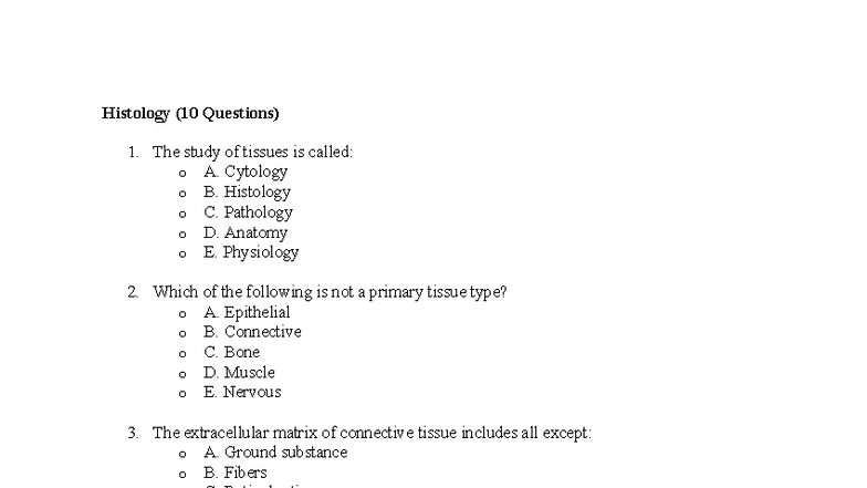 Histology and Anatomy Practice Test (Final Exam) - Studocu