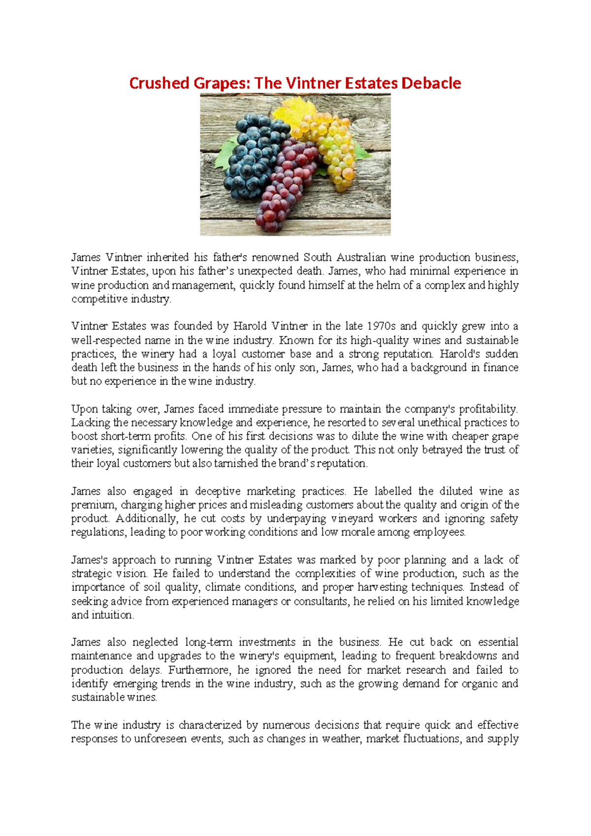 Crushed Grapes Case 2024 - Crushed Grapes: The Vintner Estates Debacle ...
