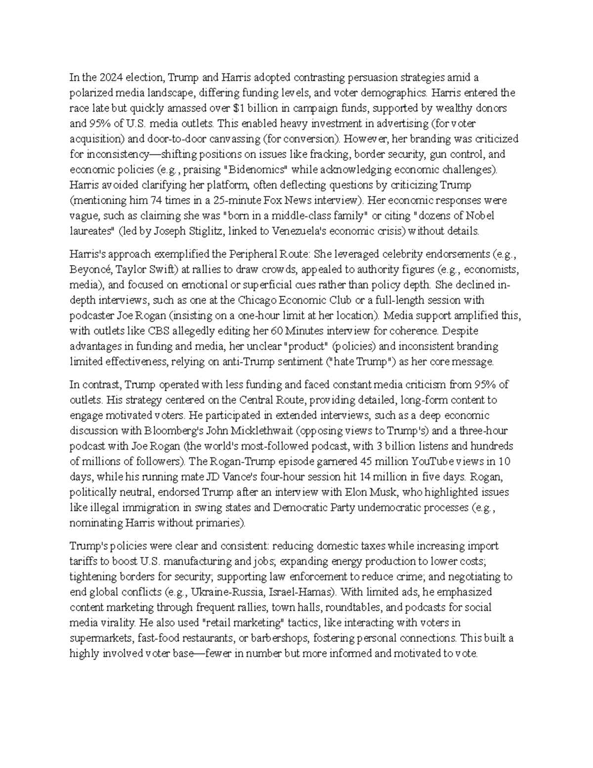 Case Study: Contrasting Campaign Strategies of Trump and Harris in 2024 ...