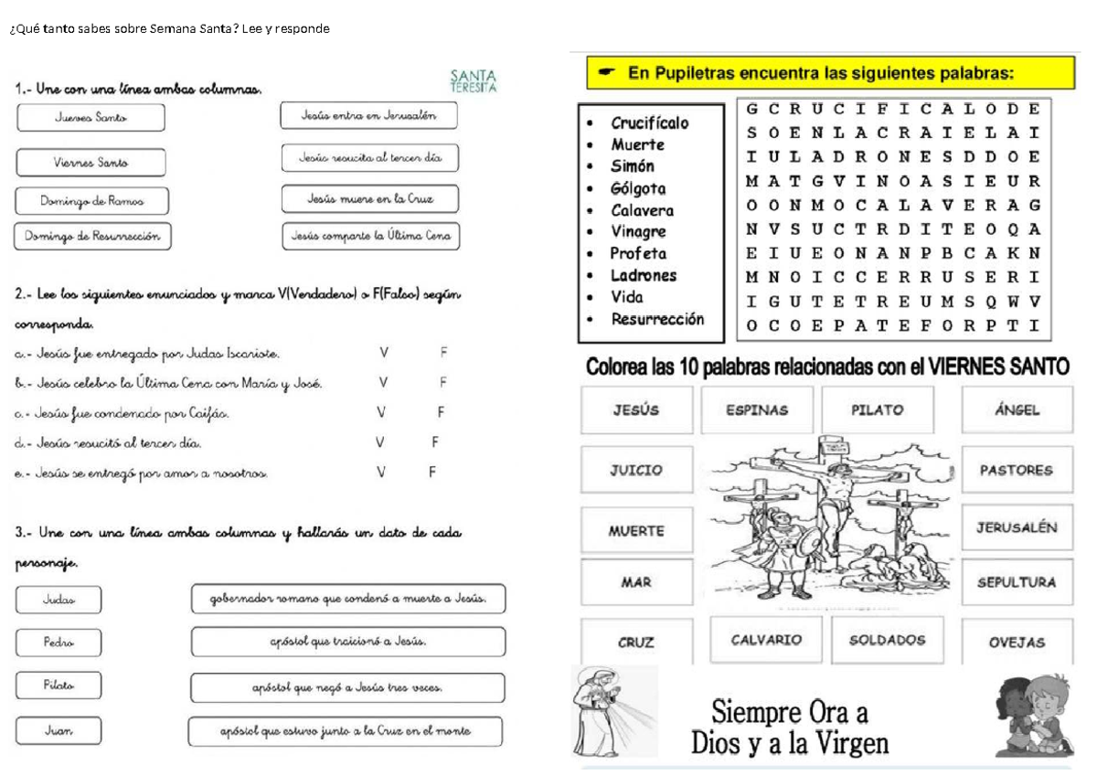 Qué tanto sabes sobre Semana Santa? Actividades para 4to Grado - Studocu