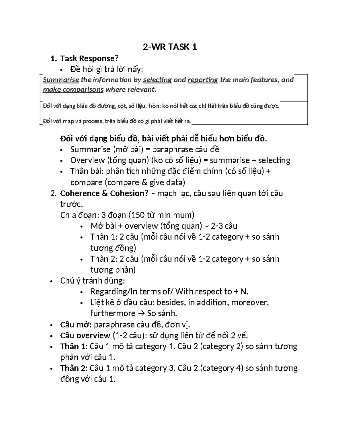 Writing IELTS Task 1 Guidelines - Essential Summary Notes - Studocu