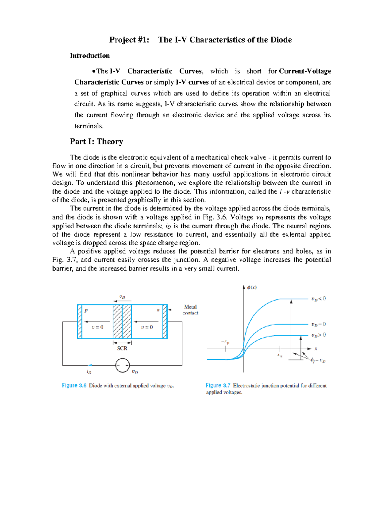 Project 1 I-V curve of a diode-1 - Project #1: The I-V Characteristics ...