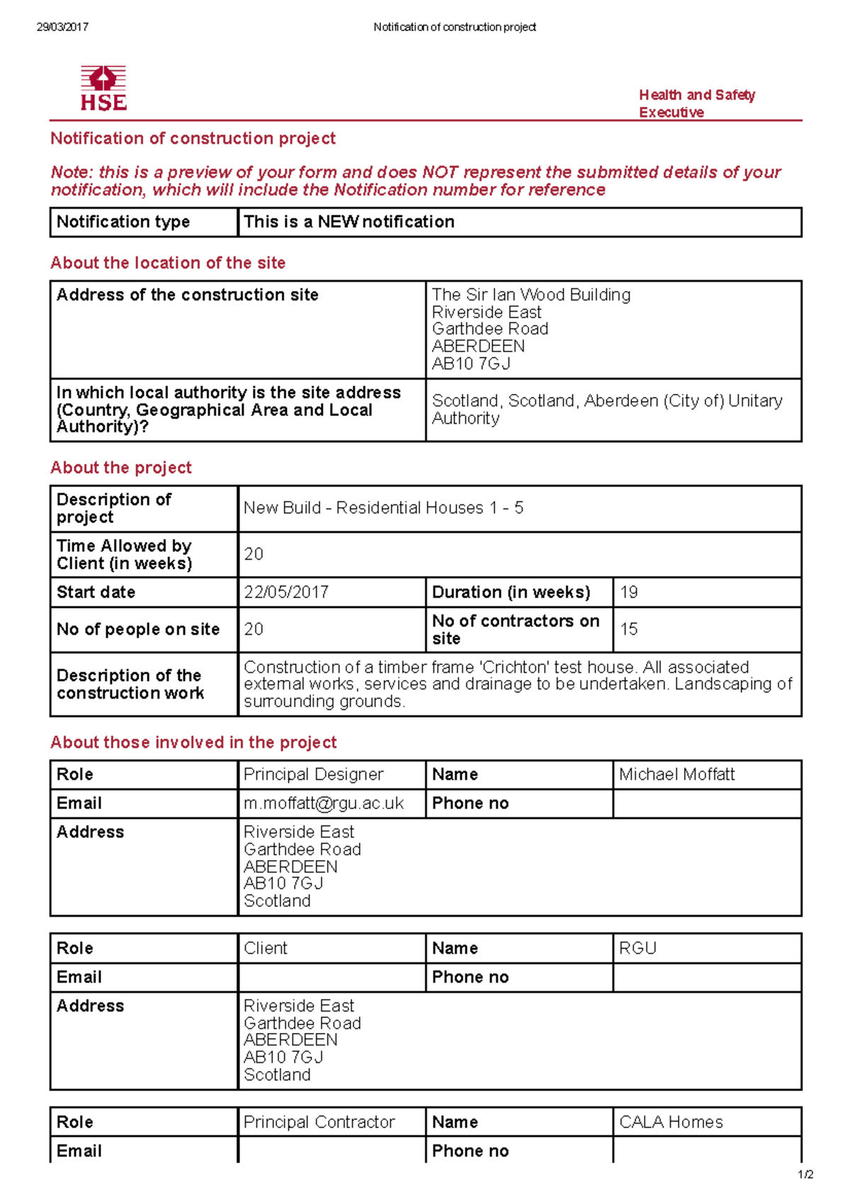 F10 Form - Complete F10 form - 29/03/2017 Notification of construction ...