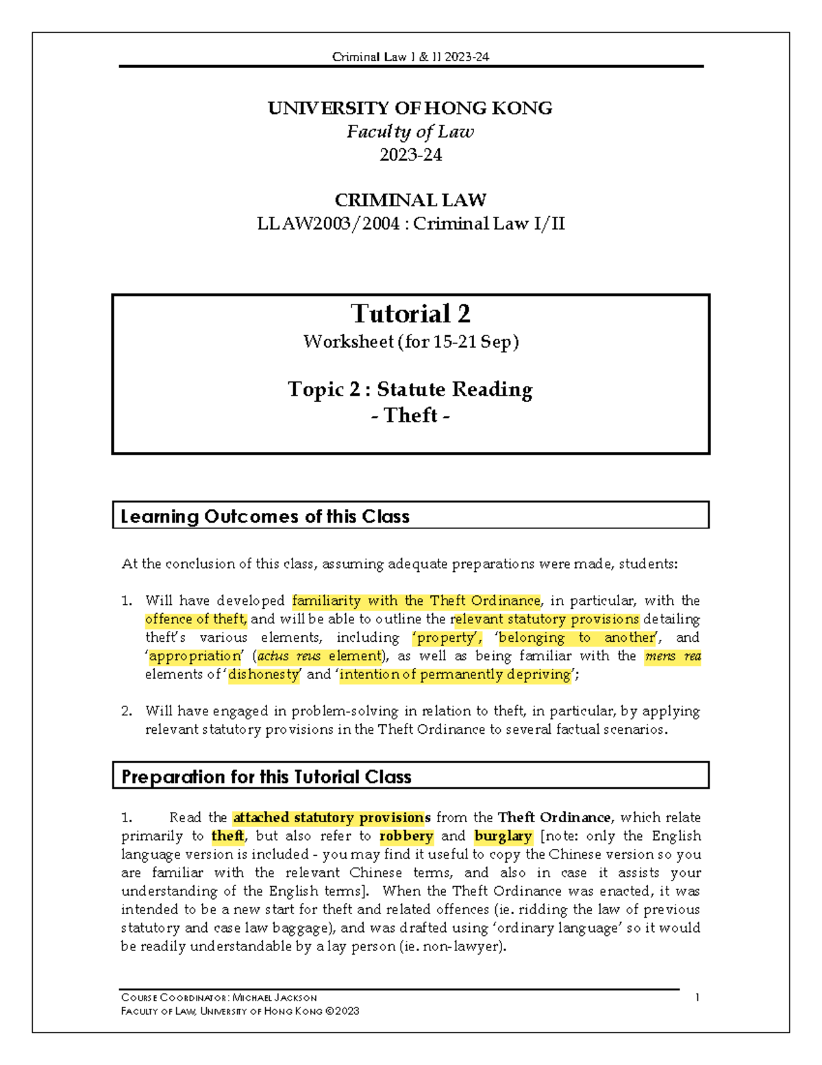 Tutorial 2 - Worksheet - COURSE COORDINATOR: MICHAEL JACKSON 1 ...