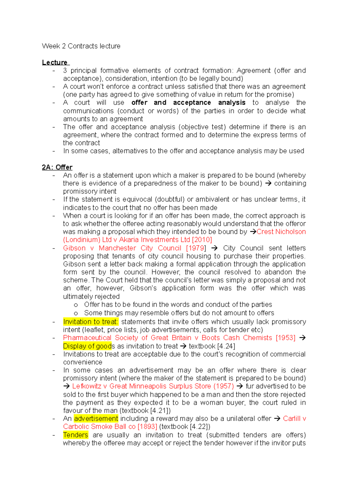 Week 2 Contracts lecture - Week 2 Contracts lecture Lecture - 3 principal formative elements of ...