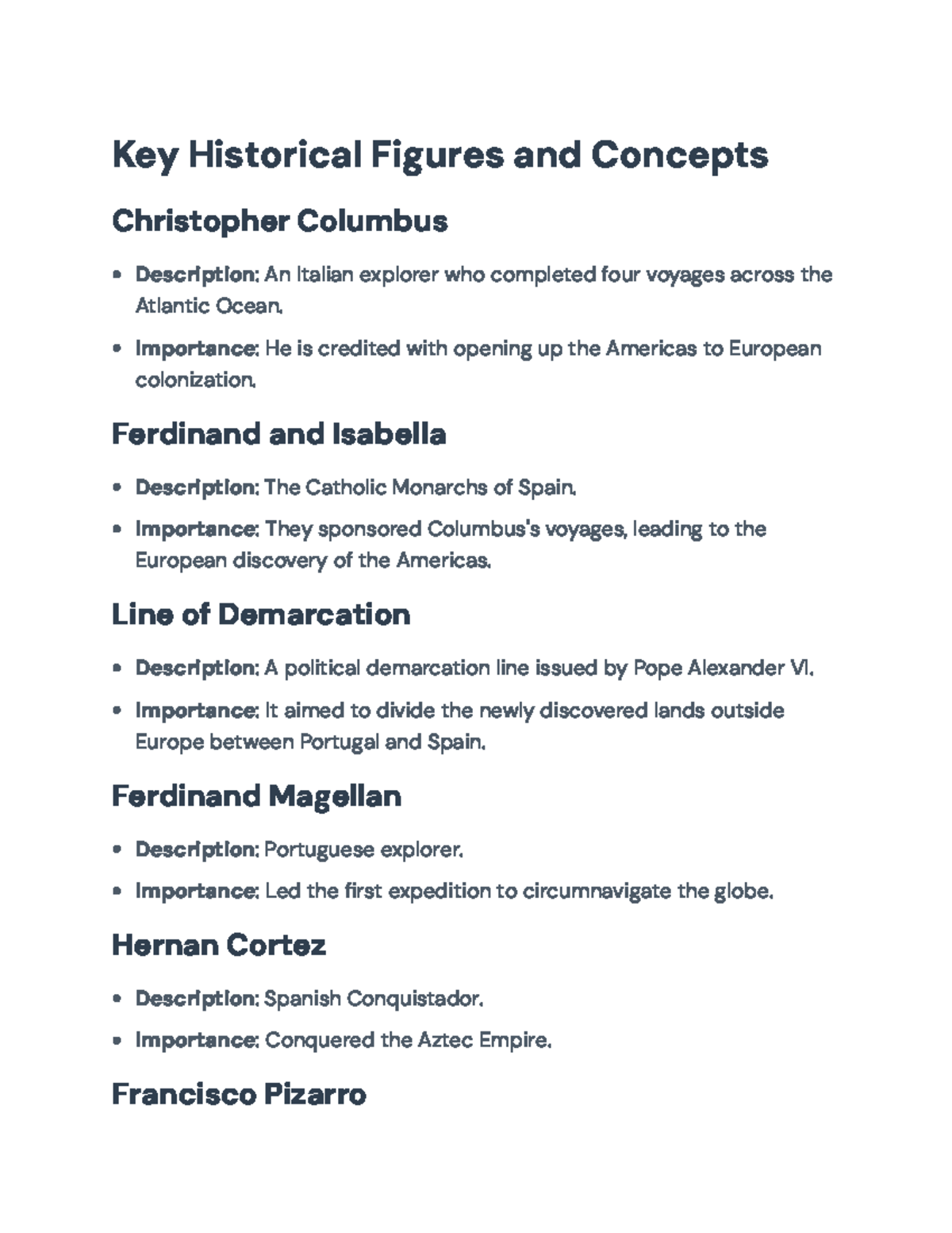 Key Historical Figures and Events in Early American History (HIST101 ...
