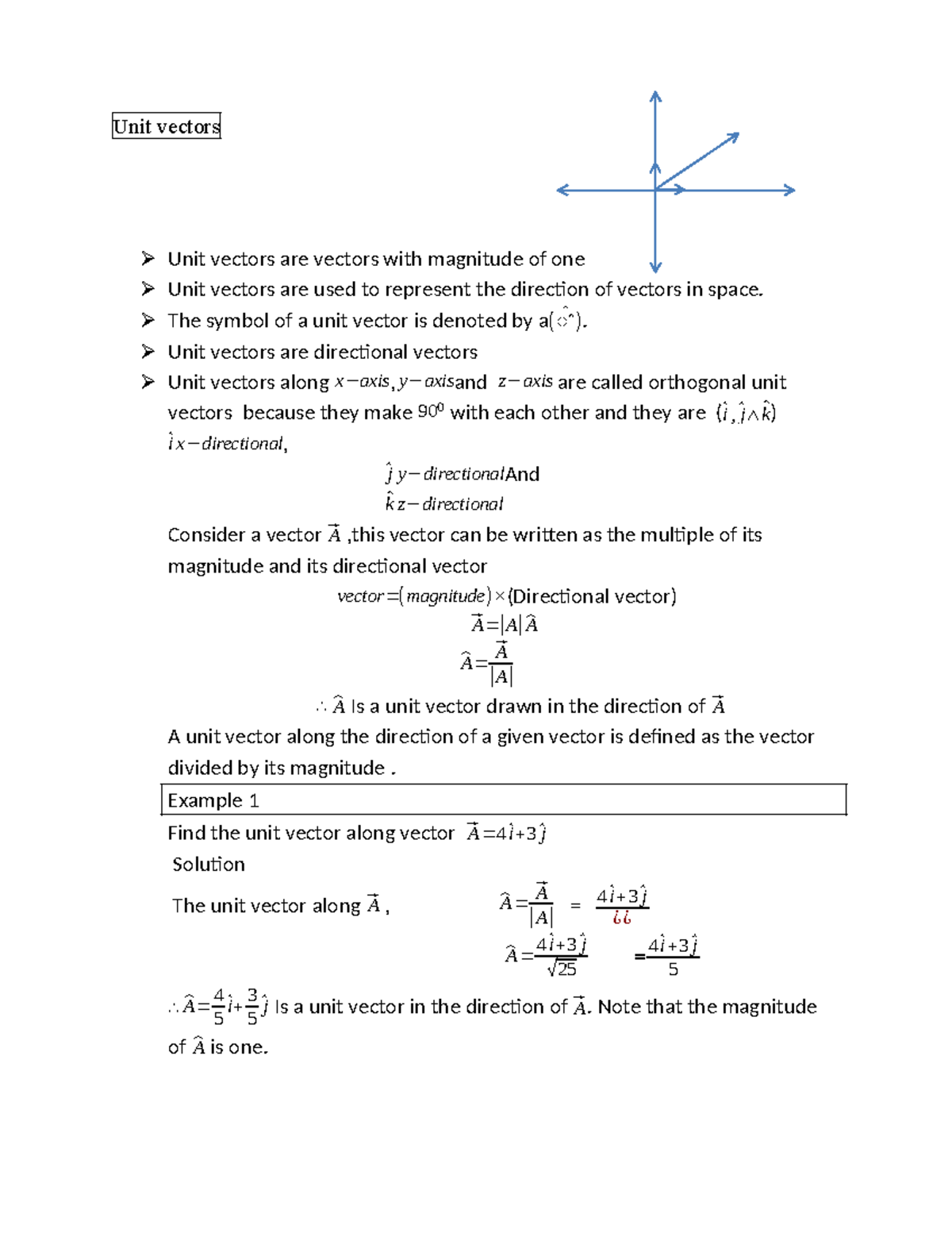 Unit Vectors Explained: Magnitude & Direction in Vector Space - Studocu
