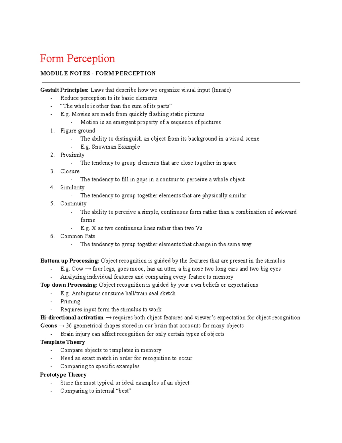 Form Perception MODULE NOTES: Understanding Gestalt Principles and ...