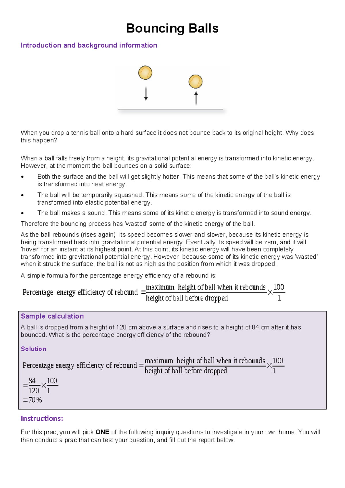 Bouncing Balls Practical Report - Chloe Chan 8A - Studocu