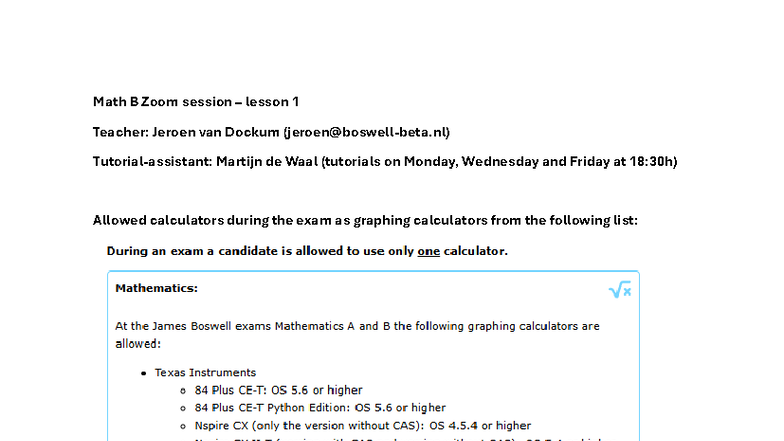 Math B Lesson 1 Notes: Straight Lines & Quadratic Equations - Studeersnel