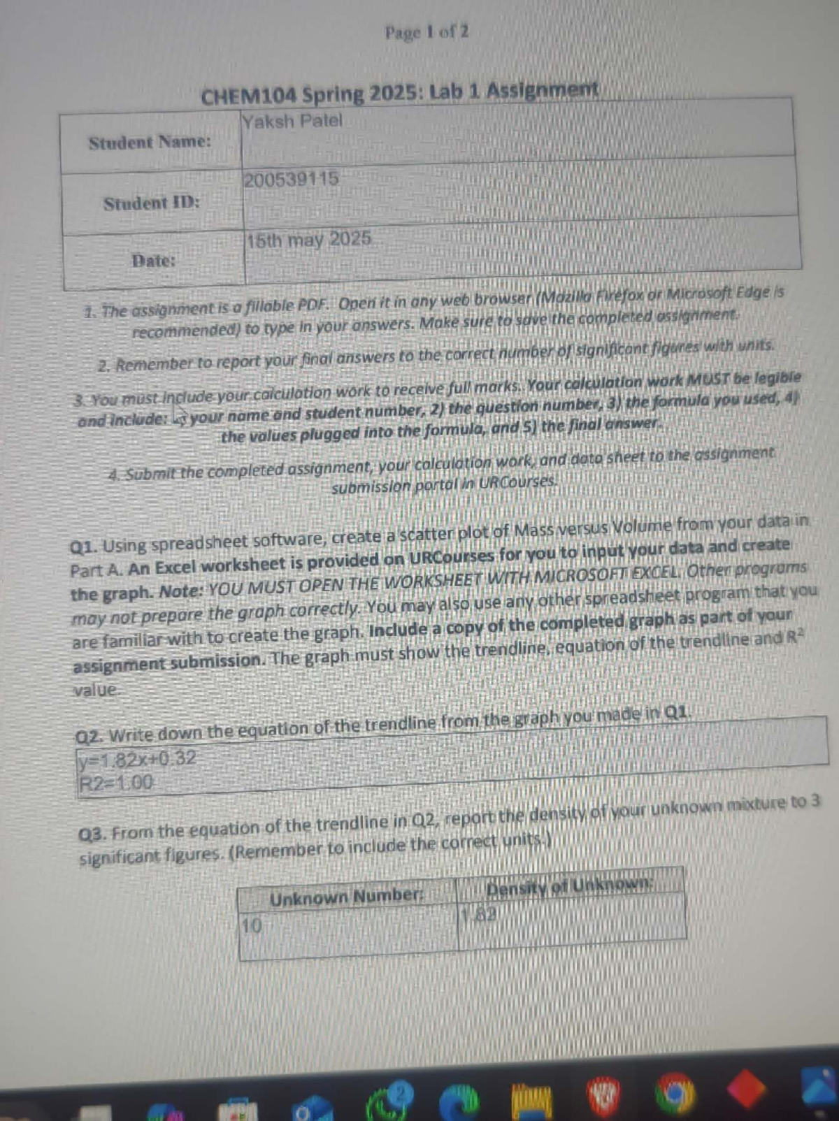 CHEM104 Spring 2025: Lab 1 Assignment Practical Notes - Studocu