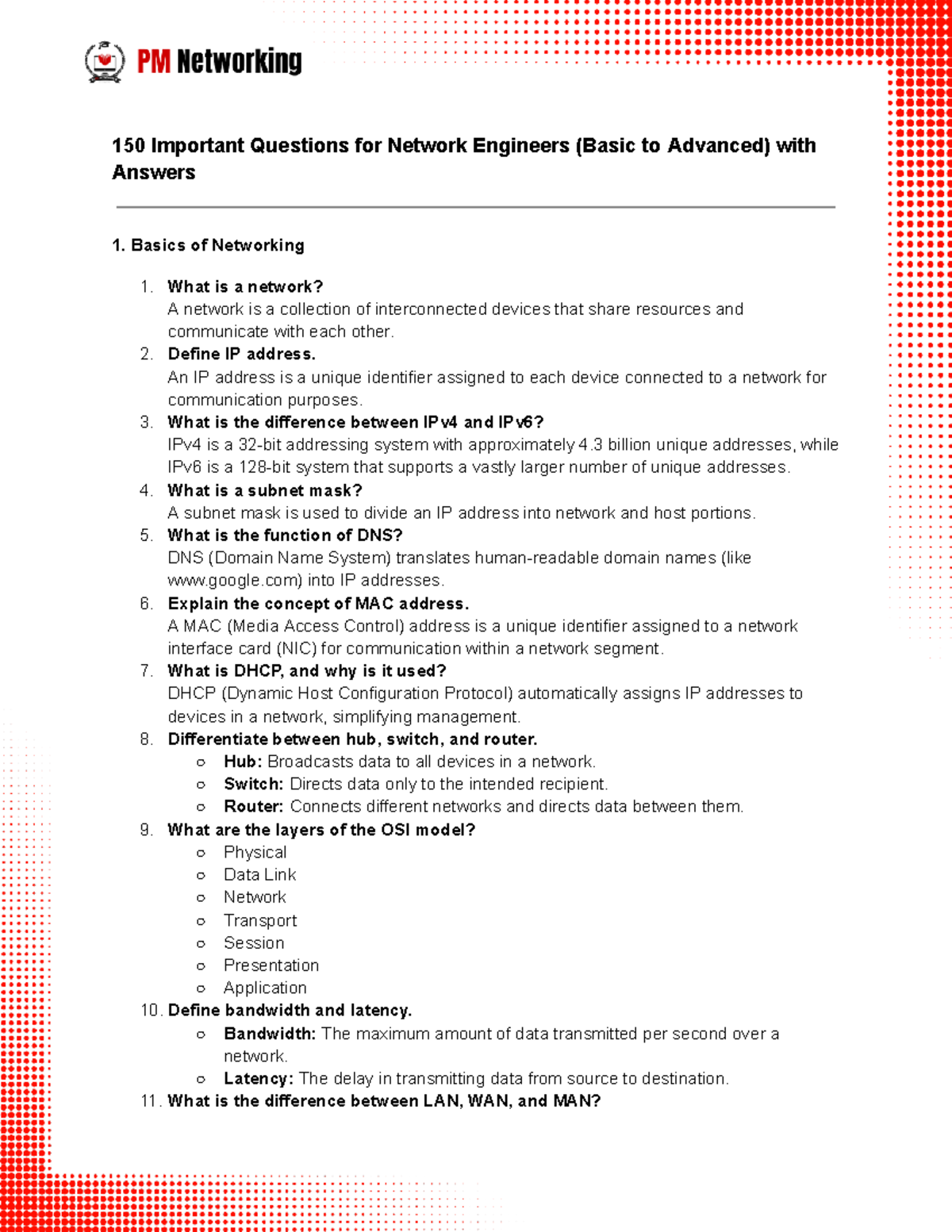 150 Essential Interview Questions for Network Engineers (Basic to ...