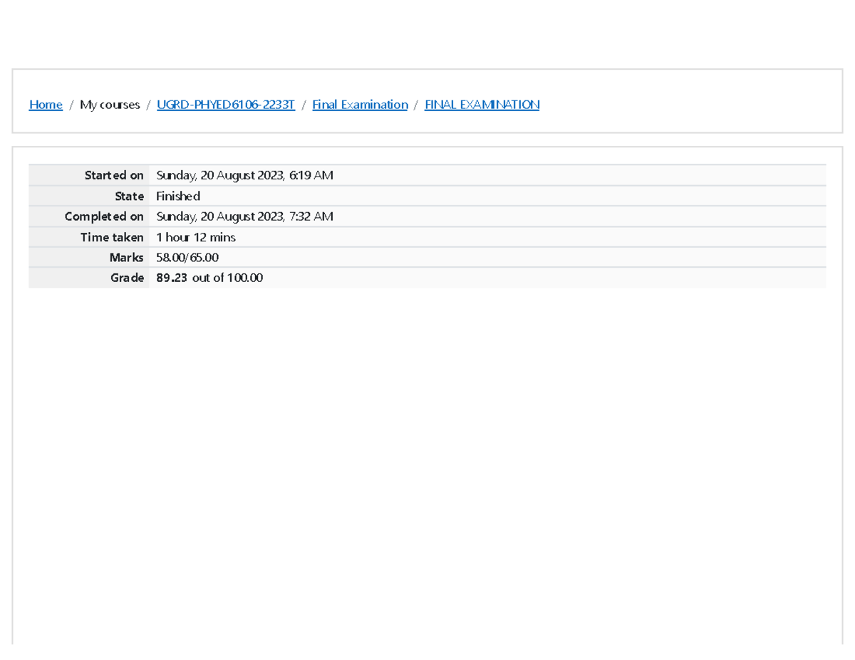 Final Exam Review for PHYED 6106: Physical Activities and Fitness - Studocu