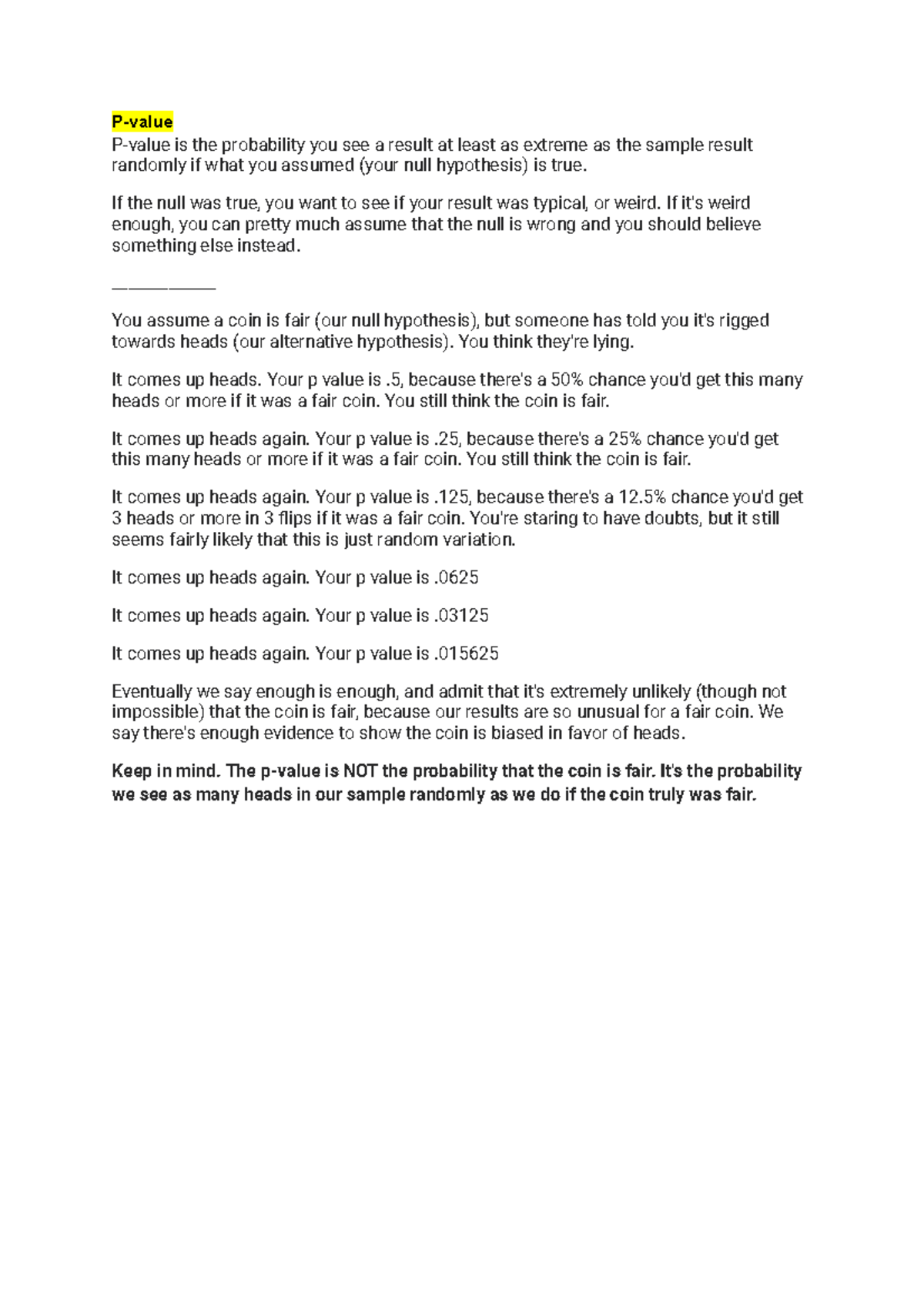 (Studeersnel) Introduction to Time Series - Summary Part 2: P-Value ...