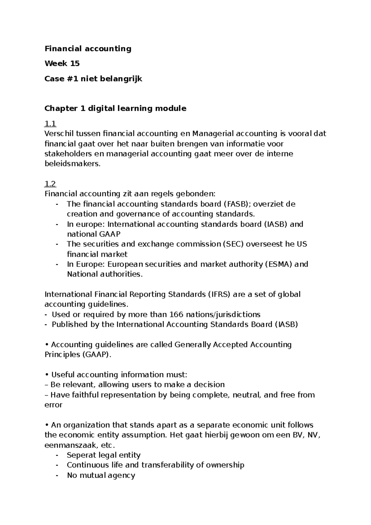 FA Case Study: Financial Accounting Insights and Principles - Studeersnel