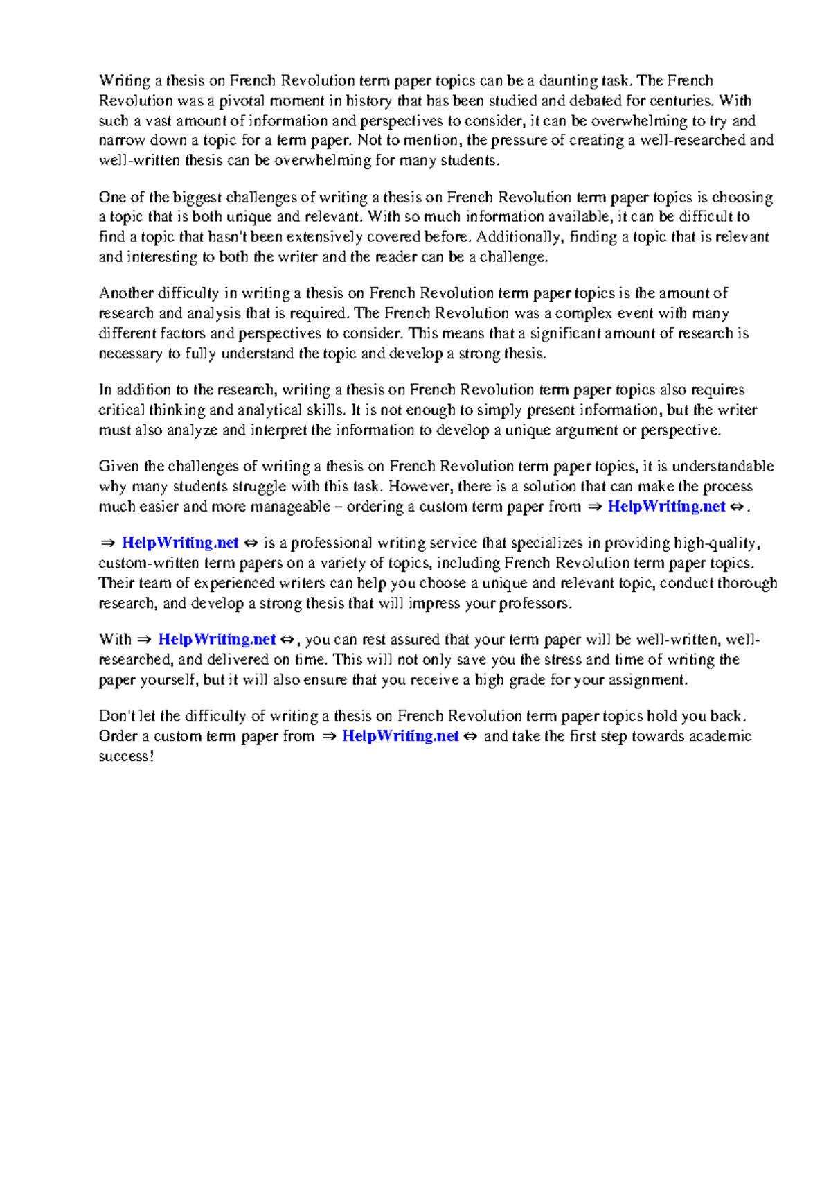 French Revolution Term Paper Topics: Tips for Successful Thesis Writing ...