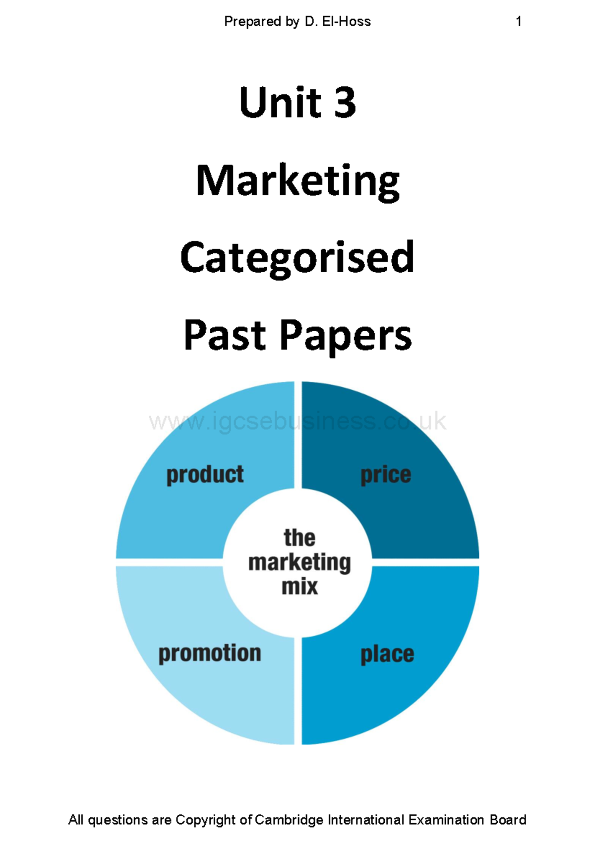 Unit 3 IGCSE Business Past Papers (113912) - Marketing Focus - Studocu